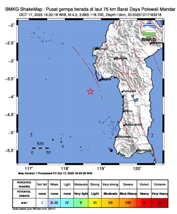 Sesar Makassar Strait Picu Gempa Dangkal M 4.2 di Barat Daya Polman ...